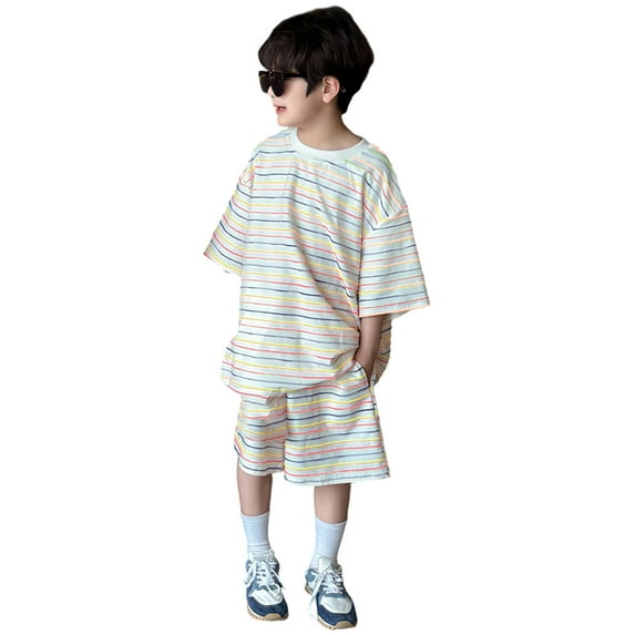 KKBOTIVE Toddler Boy Outfits Letter Print Crew Neck Short Sleeve Shirt ...