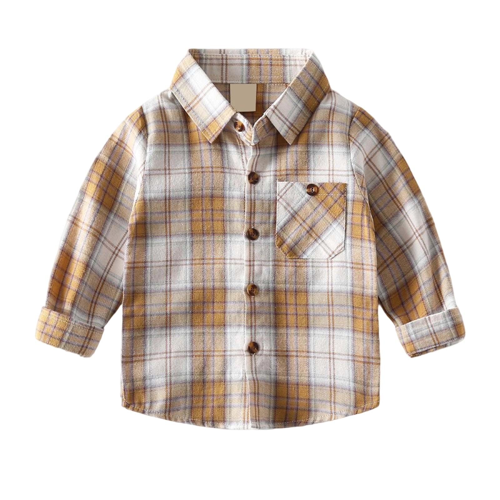KKBOTIVE Toddler Boys Long Sleeve Shirt Casual Plaid Print Button Down ...