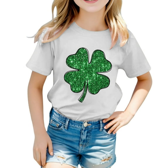KKBOTIVE Toddler Girls St Patrick Day Shirt Green Lucky Shamrock Clover ...