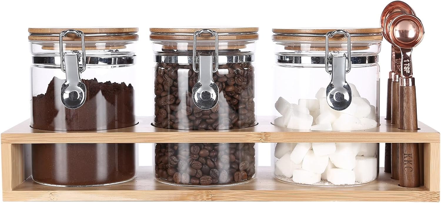 KKC Glass Storage Jars with Airtight Hinged Lids,Sealed Glass ...
