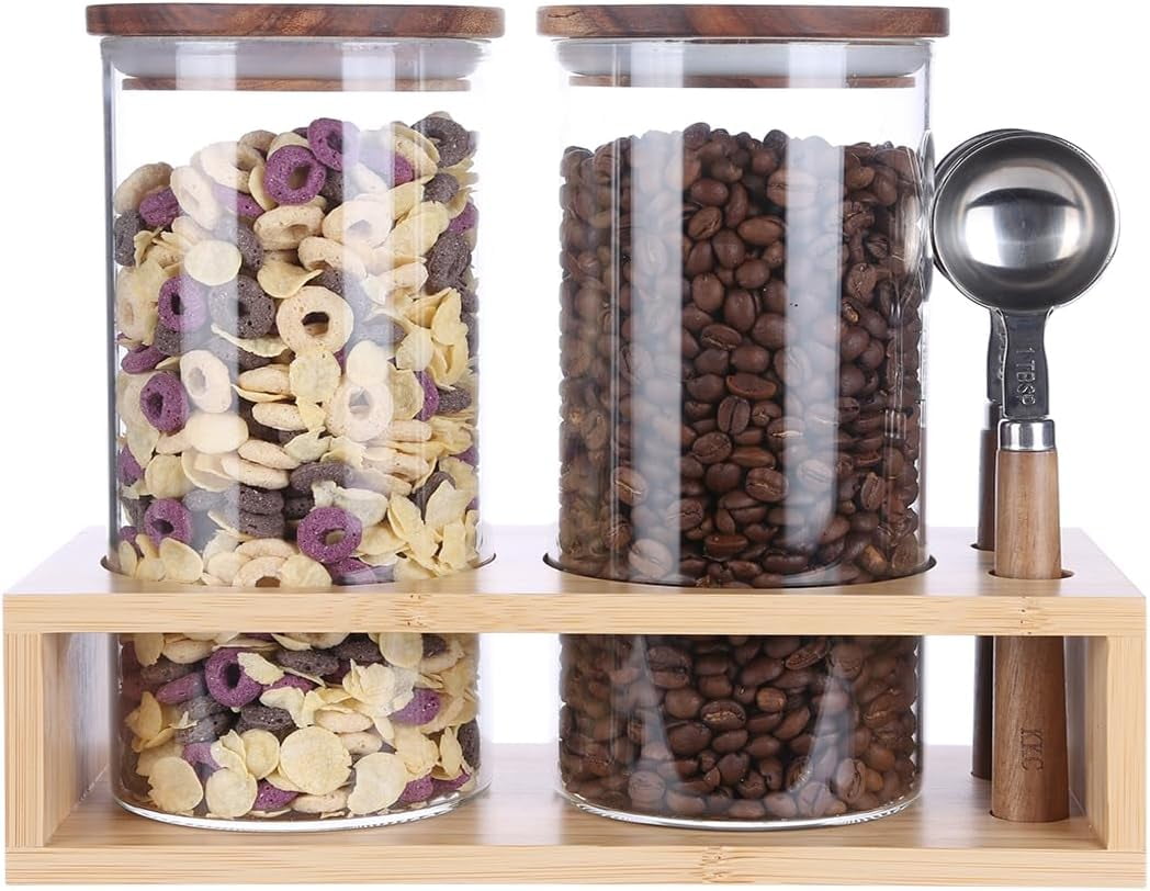 KKC HOME ACCENTS Air Tight Glass Coffee Tea Containers with Spoons for ...