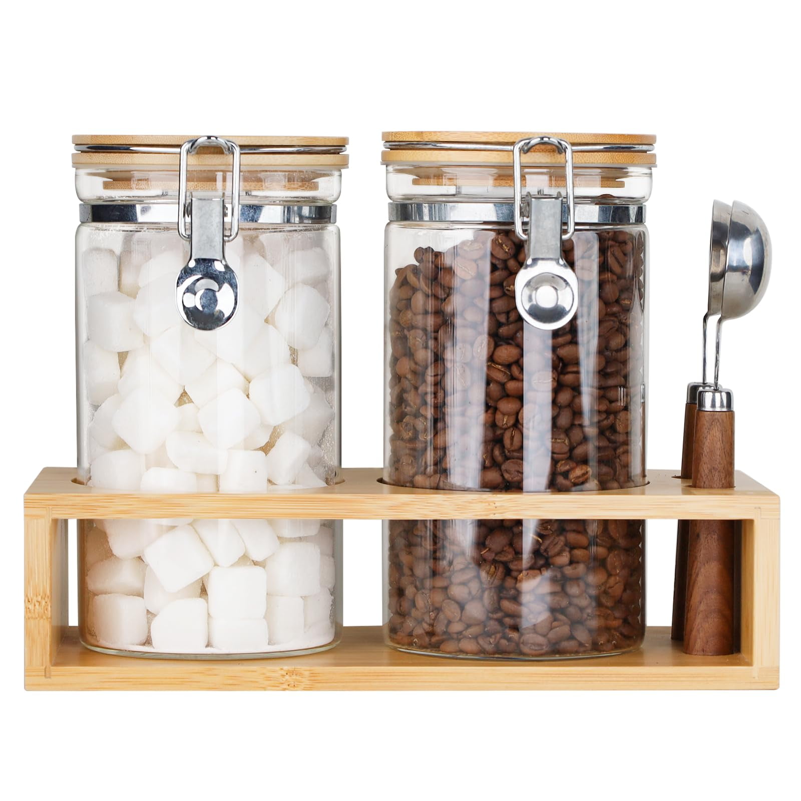 KKC HOME ACCENTS Airtight Glass Coffee and Sugar Storage Jars with ...
