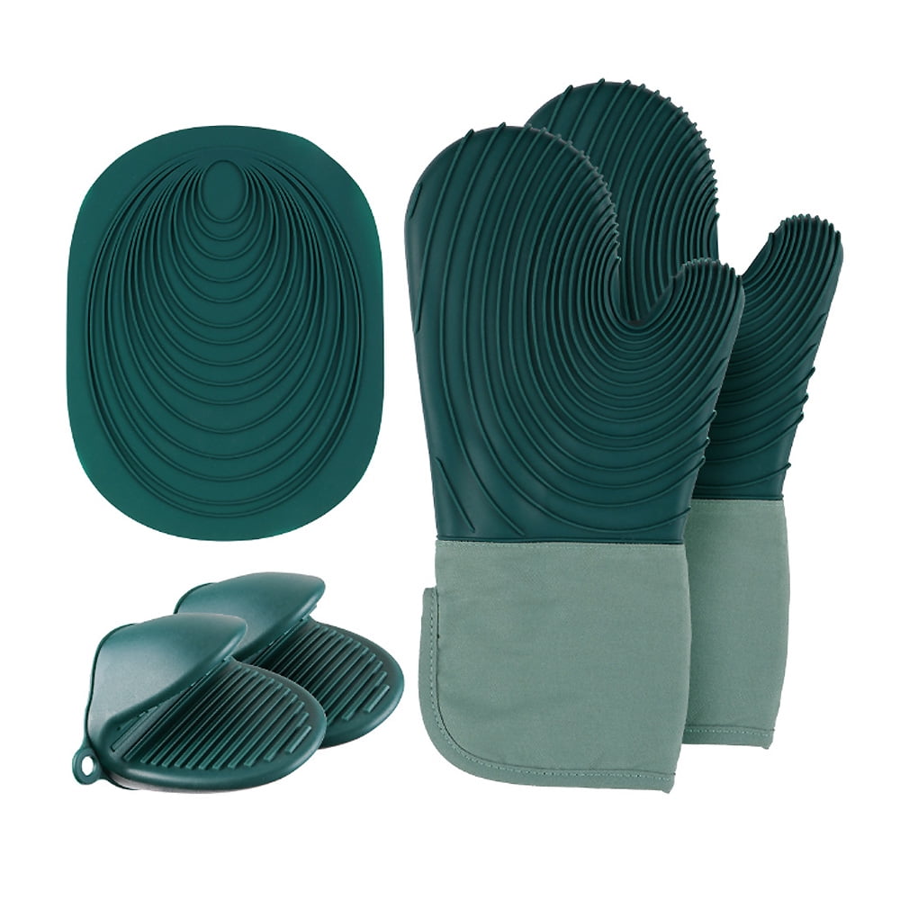 KKC Home Accents Silicone Oven Mitts Set, Dark Green, 14 Inch - Walmart.com