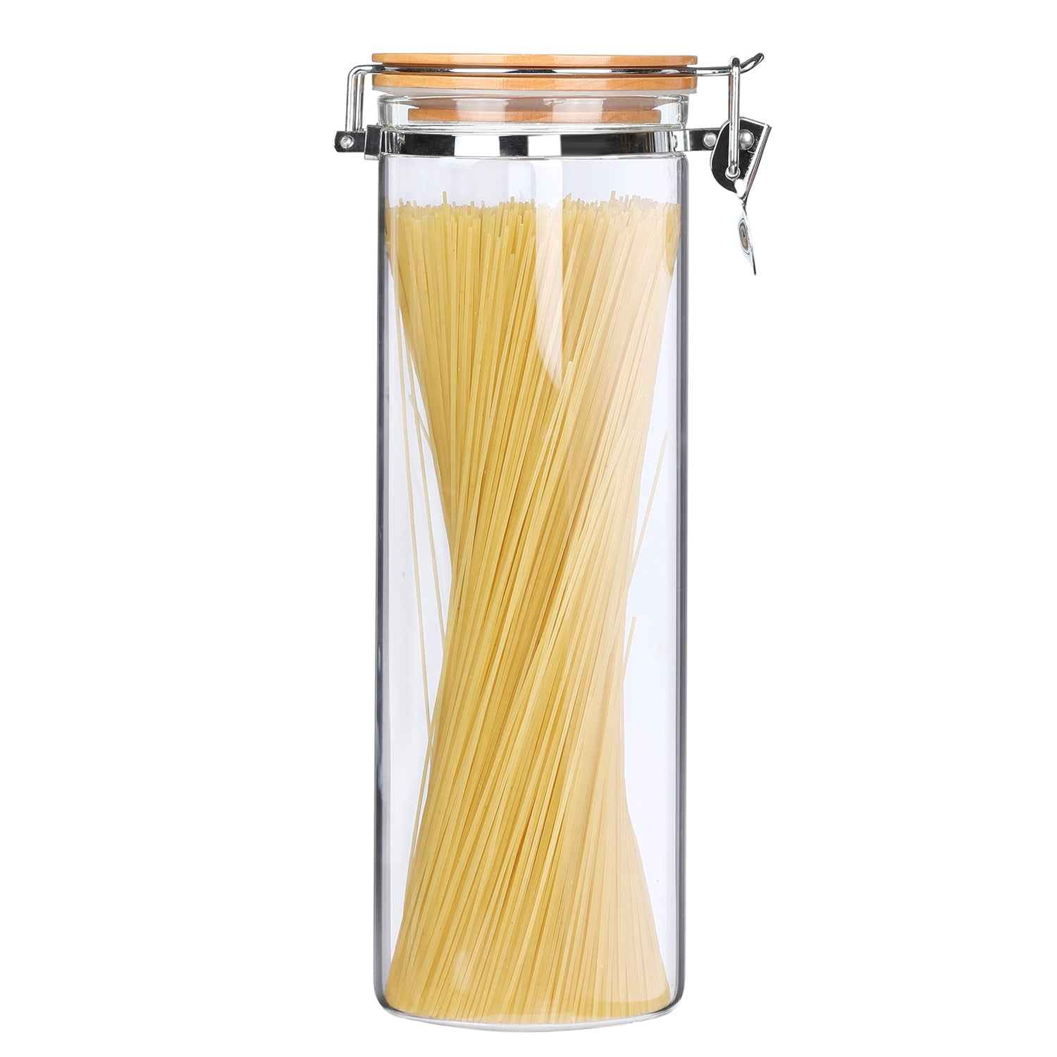 KKC 68 Oz Airtight Kitchen Food Storage Jar, Bamboo-Lid Glass Pasta ...