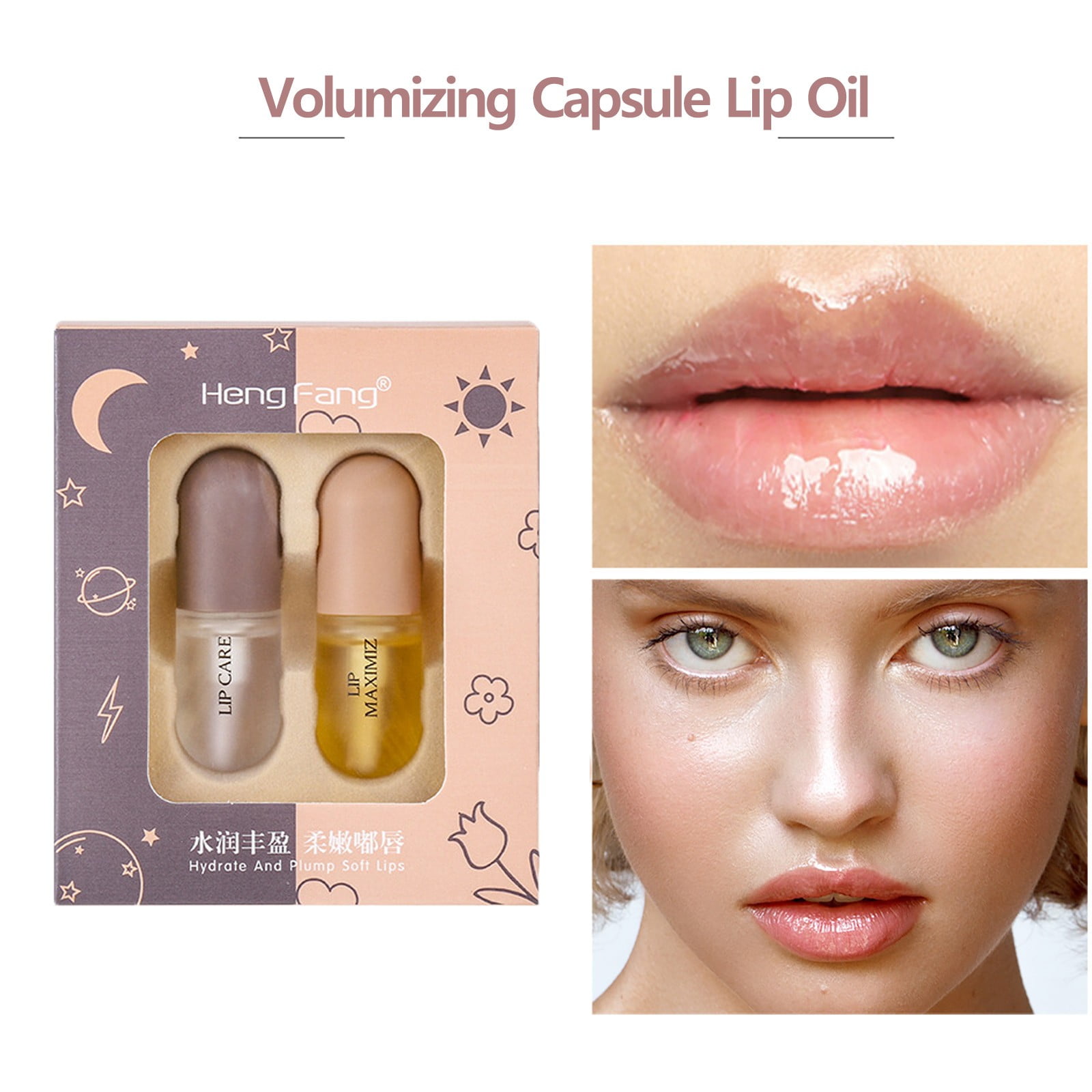 KKCXFJX Clearence Abundant Capsule Lip Oil Set Box Moist Moisturizing ...