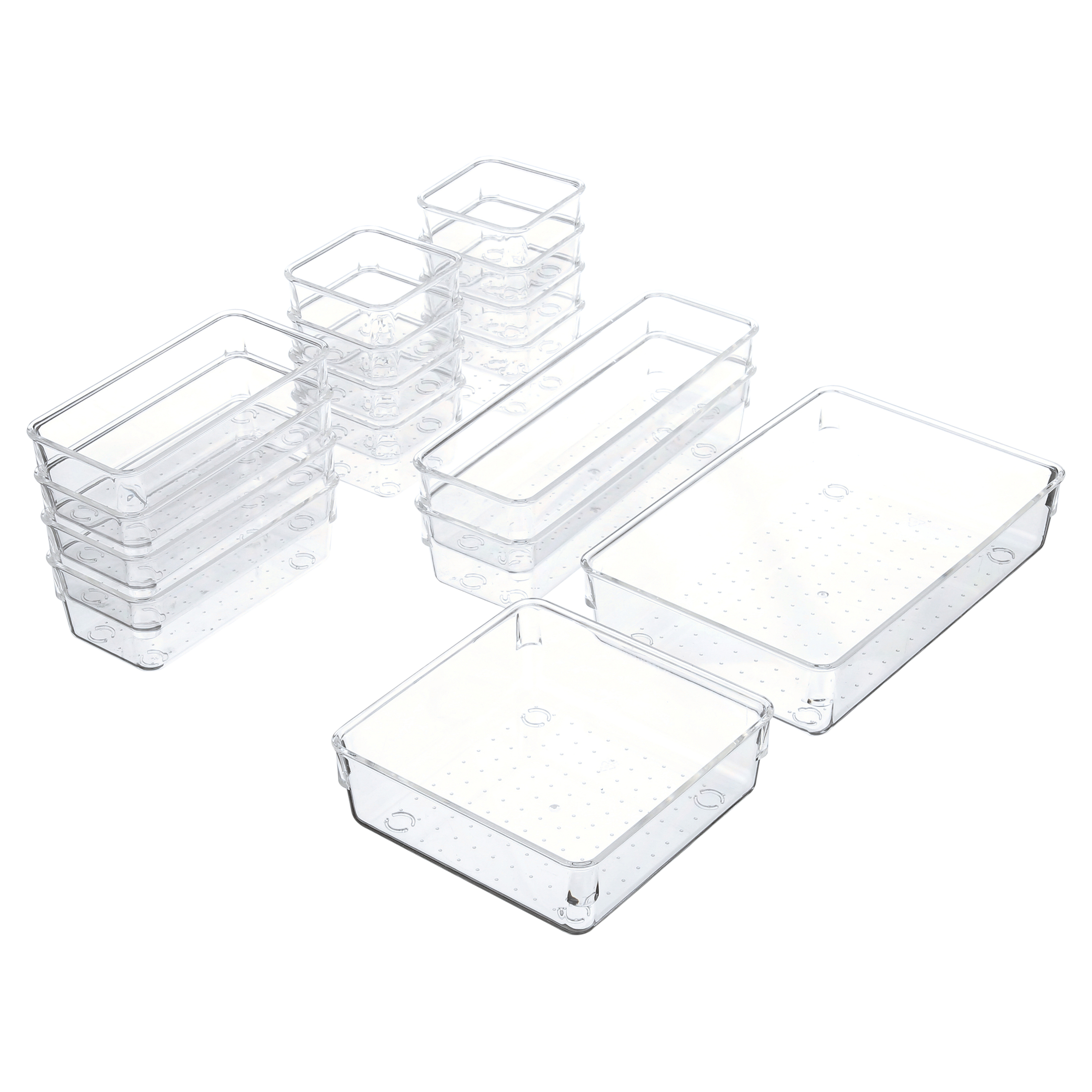 Mainstays White Fabric Drawer Organizer Set, 6 Total Bins, 3 Sizes ...