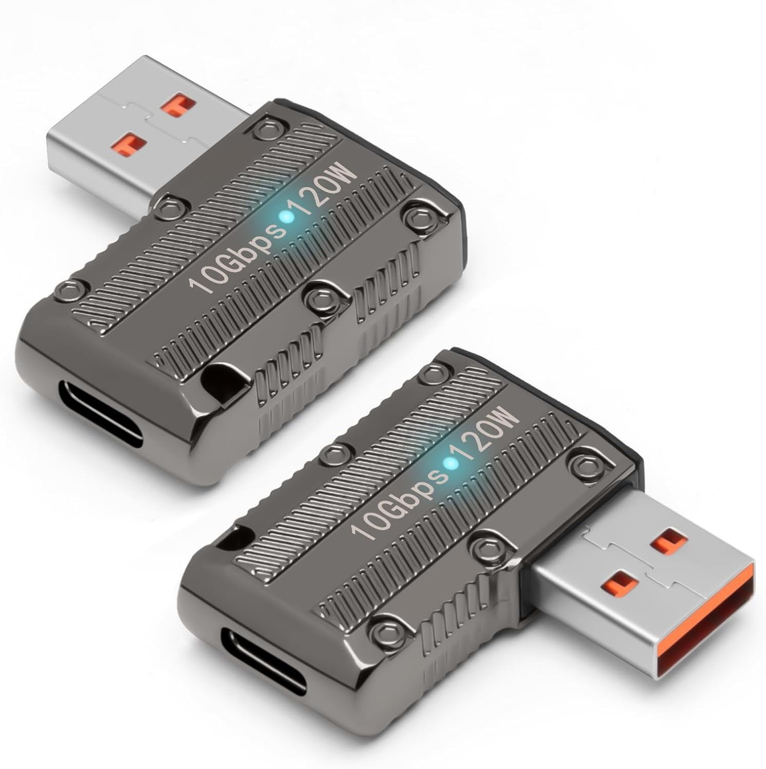 KKFEN-2 Pack USB 3.1 Male to USB-C Female Right Angle Adapters, 120W ...