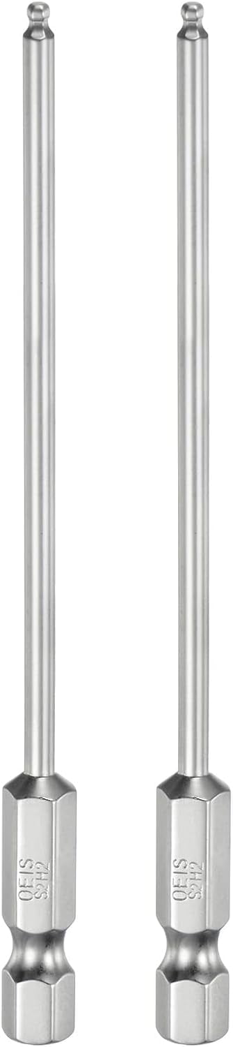 KKFEN-2pcs Ball End Hex Screwdriver Bit Set 2mm (H2.0) Size 1/4" Hex ...