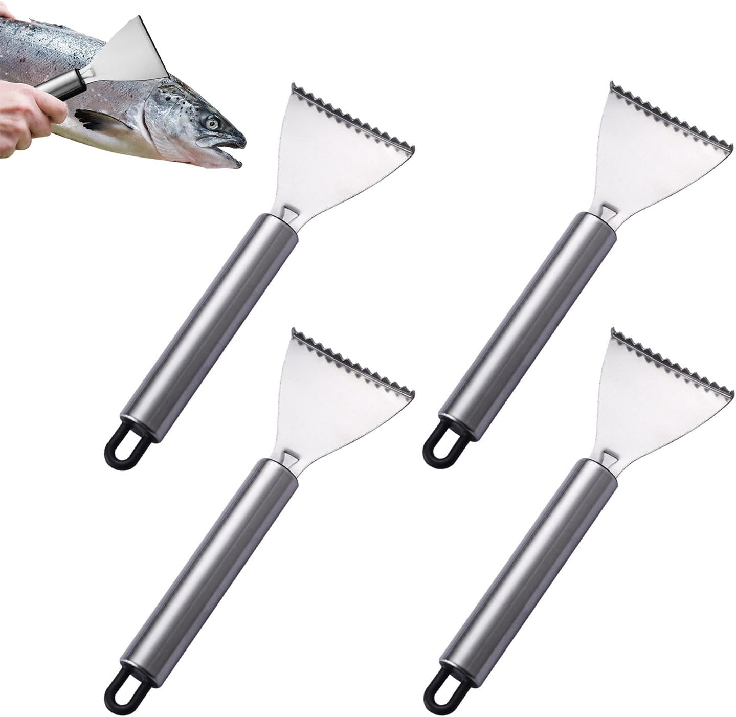 KKFEN-4 Pack Fish Scale Remover, Fish Descaler Tool, Stainless Steel ...