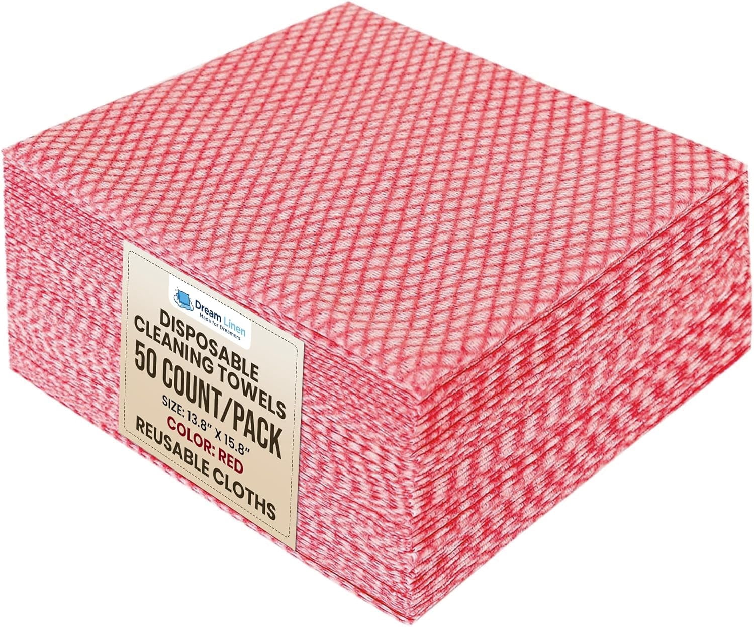 KKFEN-50 Count Disposable Cleaning Cloths, Red - 13.8"x15.8" Ultra ...