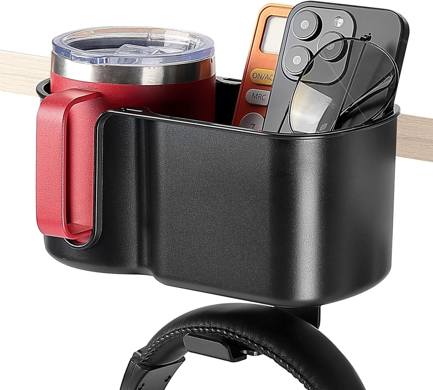 KKFEN-Desk Cup Holder with Headphone Hanger, 2 in 1 Caddy Organizer for ...