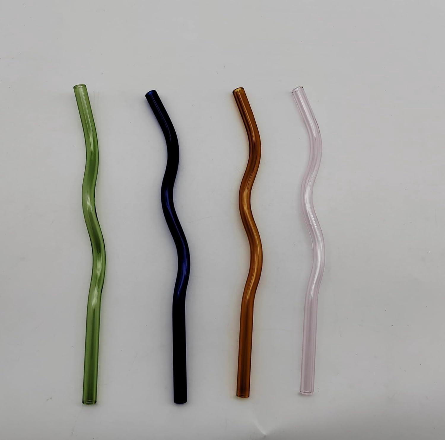 KKFEN-Glass Reusable Drinking Straws, 8.5 Inch Wavy Bent, Multicolor ...