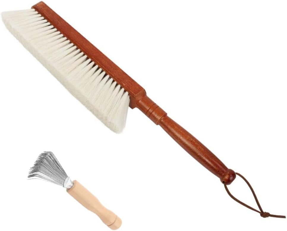 KKFEN-Hand Broom Brush, Hand Broom, Beech Wood Handle Soft Bristle ...