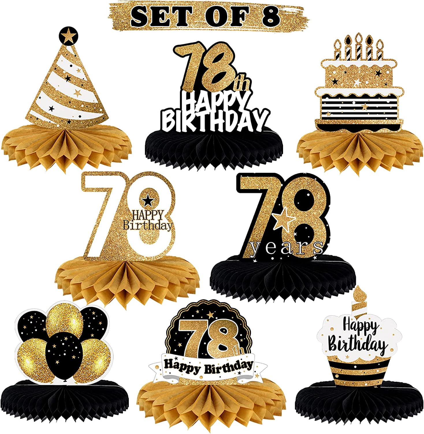KKFEN-Happy 78th Birthday Table Honeycomb Centerpieces Cheers to 78th ...
