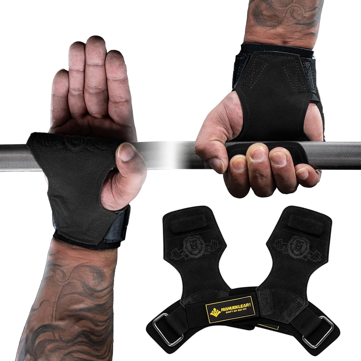 KKFEN-MANUEKLEAR Gym Straps Weight Lifting, Double Leather Lifting ...
