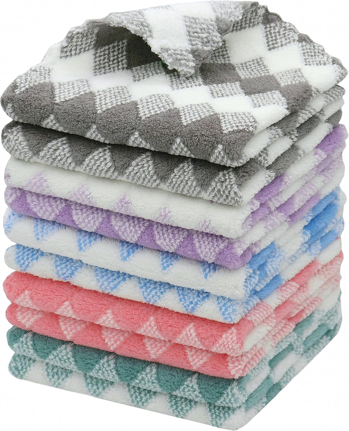 KKFEN-Microfiber Cleaning Cloth Lint Free Cleaning Rags, 10 Pack Fast ...