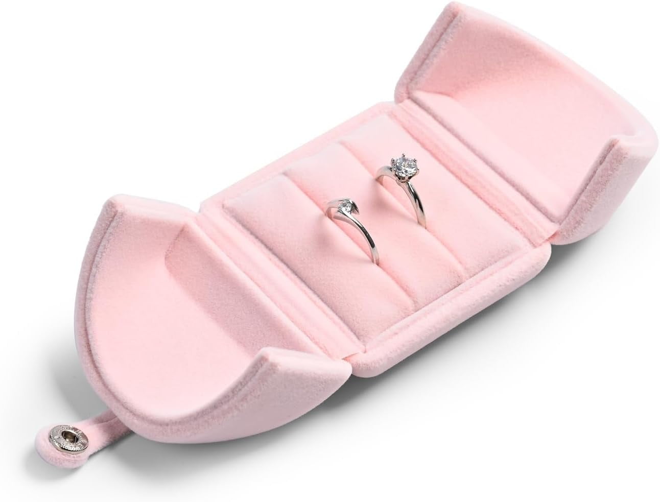 KKFEN-Pink Velvet Double Ring Gift Box Couple Ring Bearer Box for ...