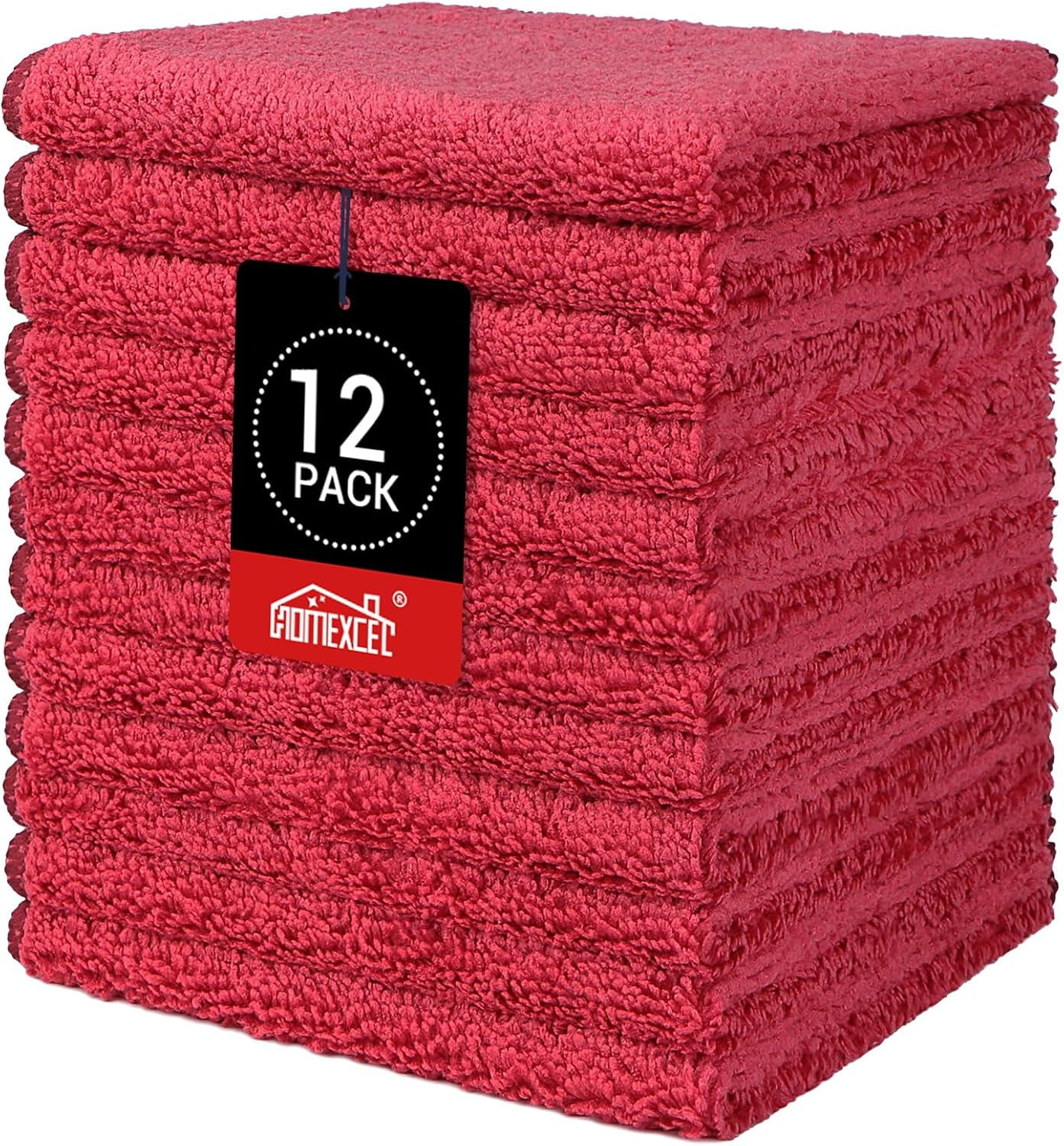 KKFEN-Red Microfiber Washcloths 12 Pack, Highly Absorbent and Soft Face ...