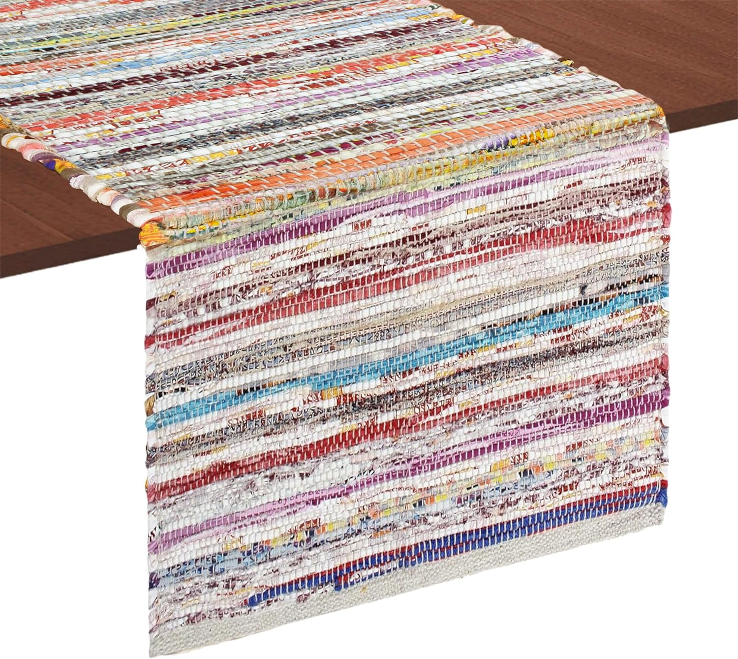 KKFEN-Woven Chindi Table Runner - Handwoven Recycled Cotton Yarn ...