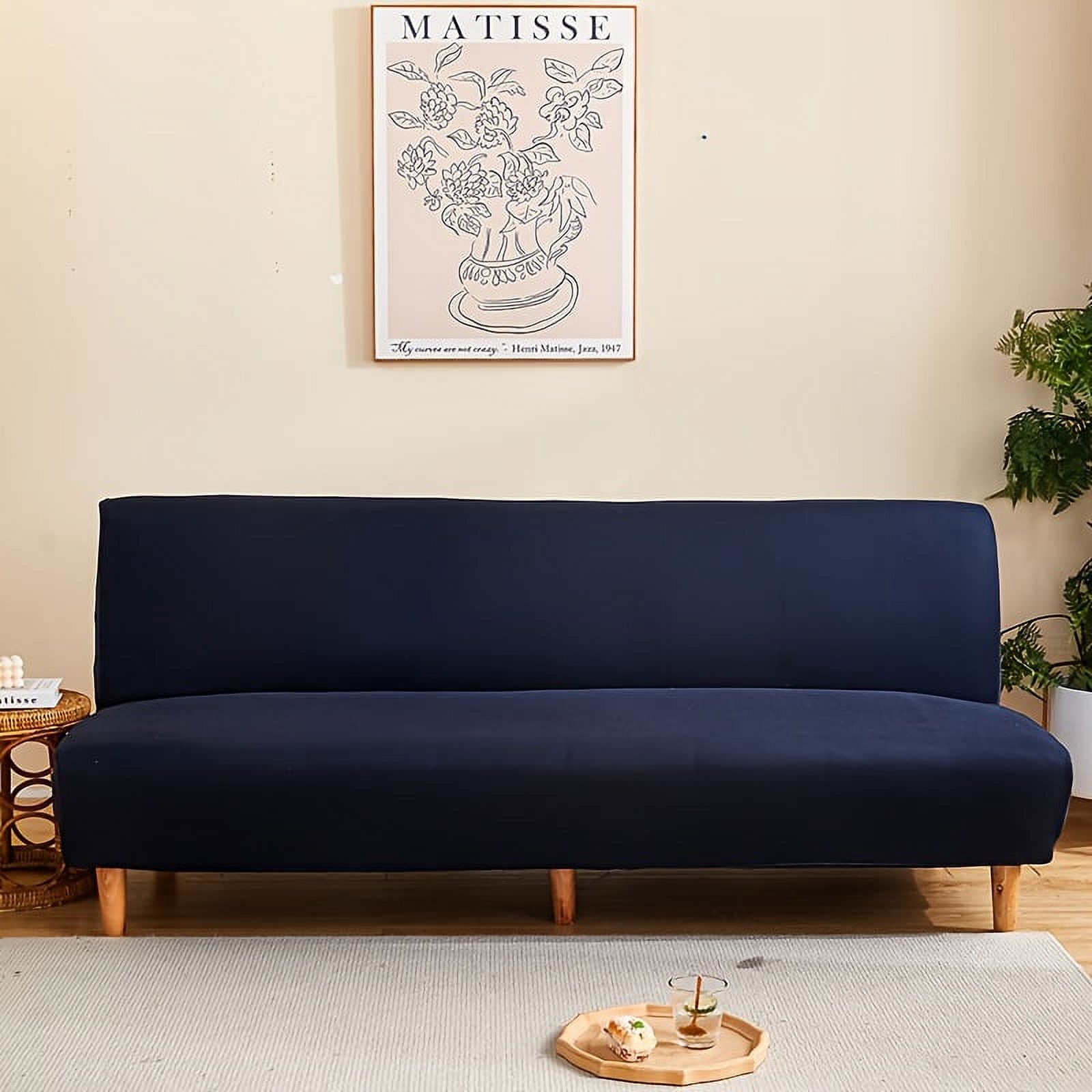 KKHZ 1pc Stretchable Milk Silk Solid Color Armless Sofa Cover Futon ...