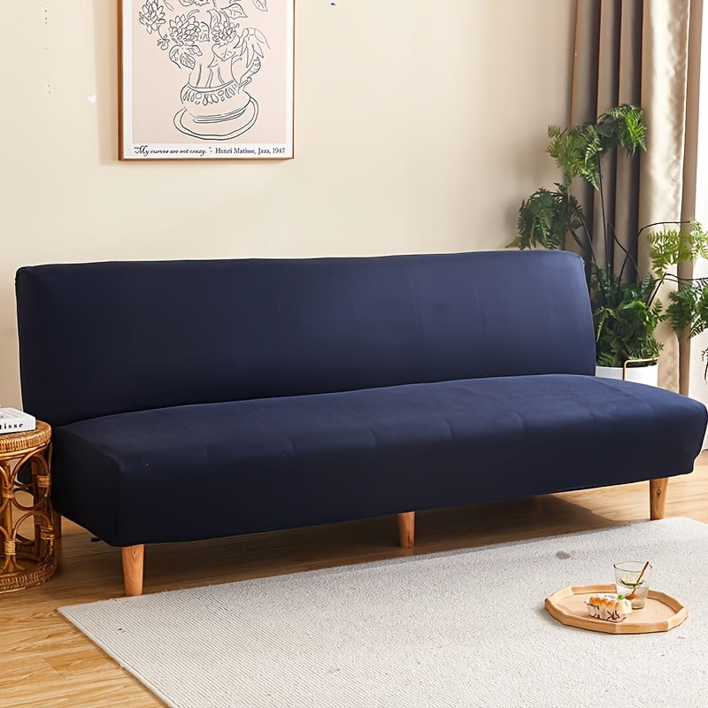 KKHZ 1pc Stretchable Milk Silk Solid Color Armless Sofa Cover Futon ...