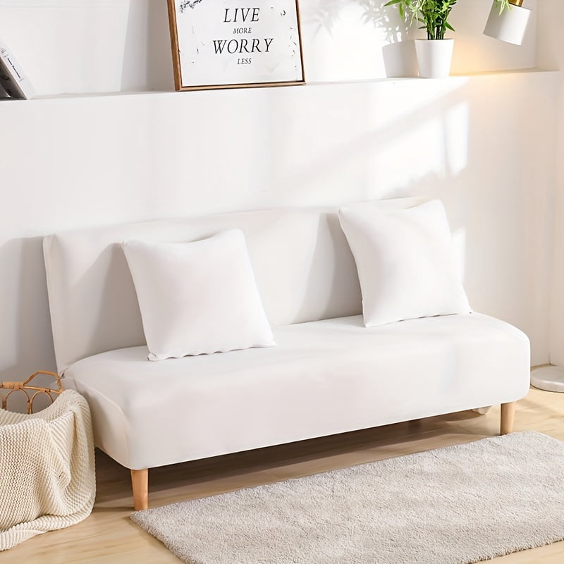 KKHZ 1pc Stretchable Milk Silk Solid Color Armless Sofa Cover Futon ...