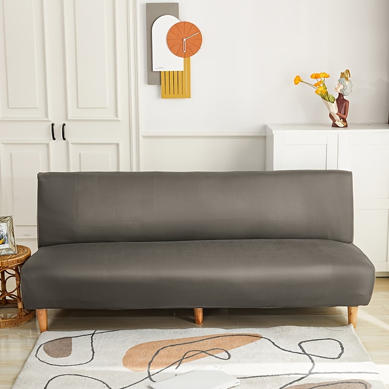 KKHZ 1pc Stretchable Milk Silk Solid Color Armless Sofa Cover Futon ...
