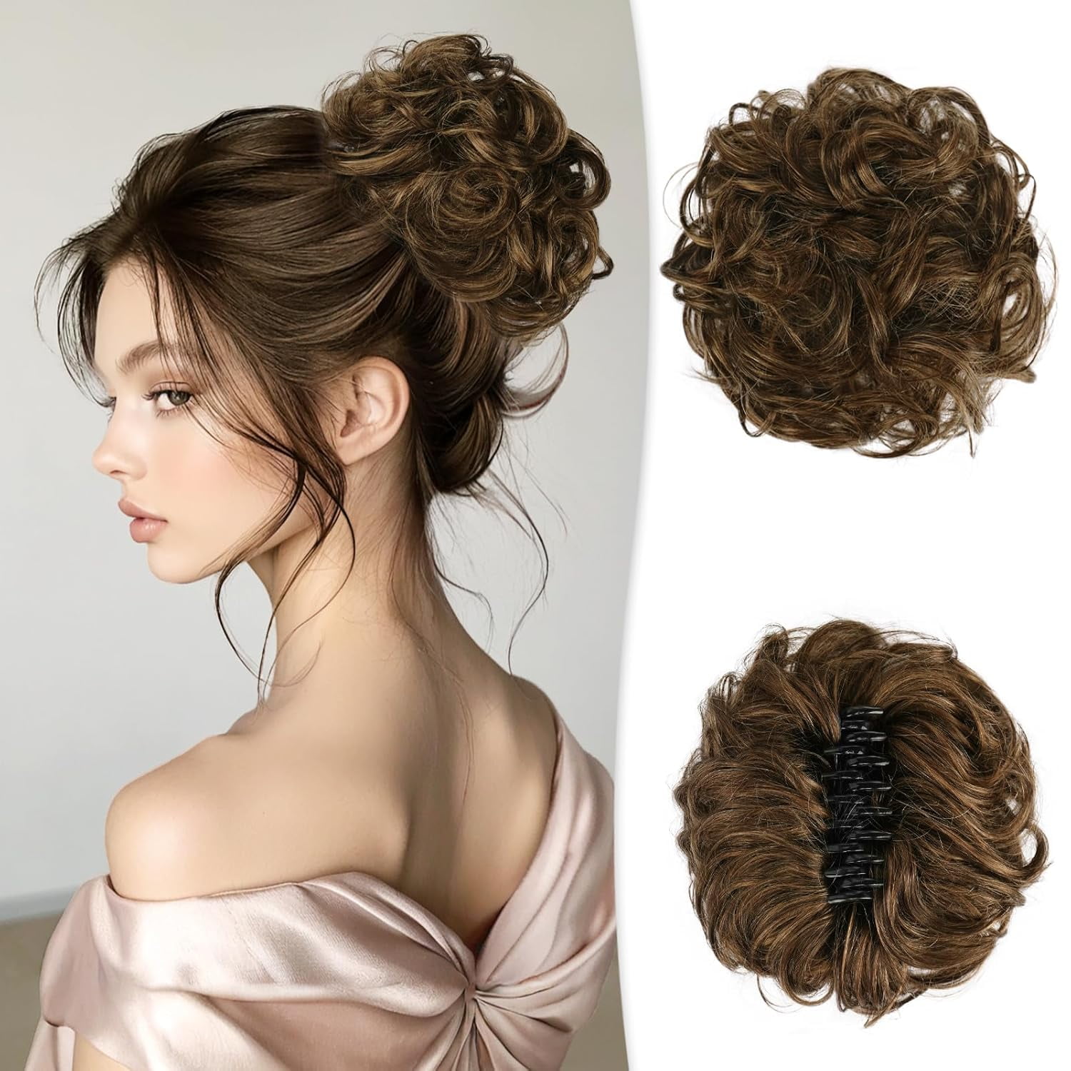 KKJIE Messy Bun Hair Piece Human Hair Messy Rose Bun Hair Buns Hair ...