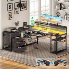 FCH Wood Computer Desk Office Black White Laptop PC Work Table with ...