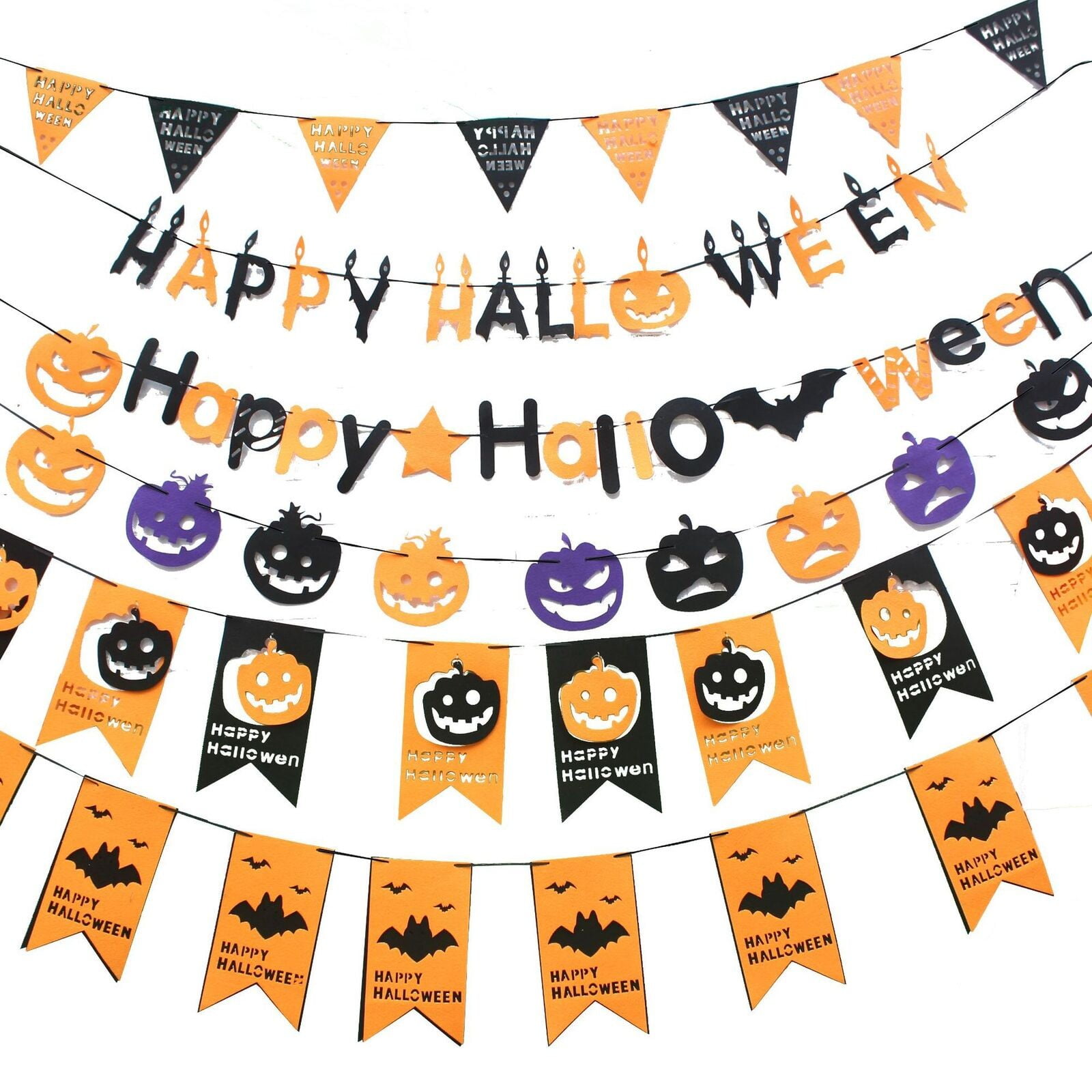 KKMHan Halloween Ghost Banner Boo Garland Spooky Garland Banner Black ...