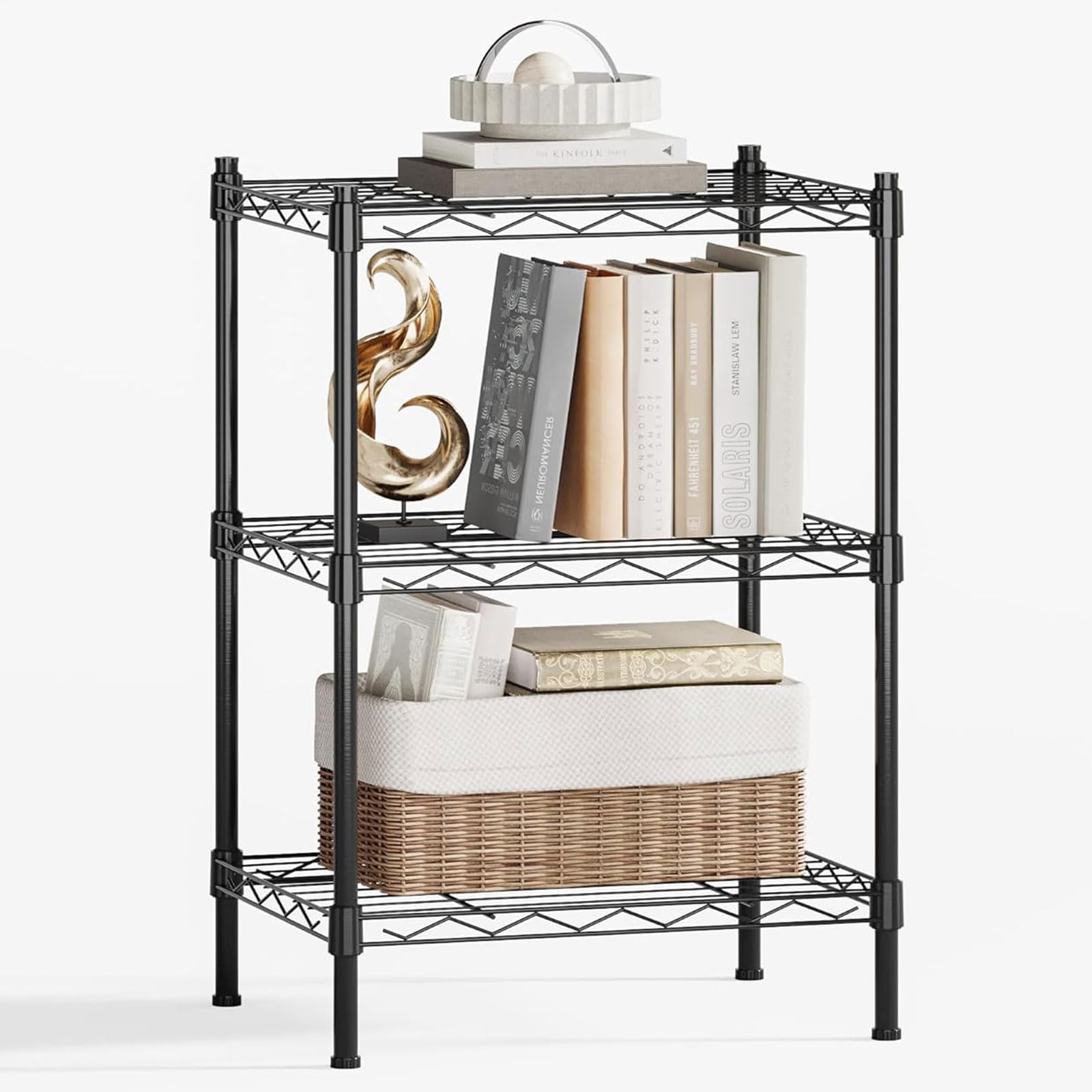KKN Storage Wire Shelving, 3-Tier Metal Storage Rack - Industrial Steel ...