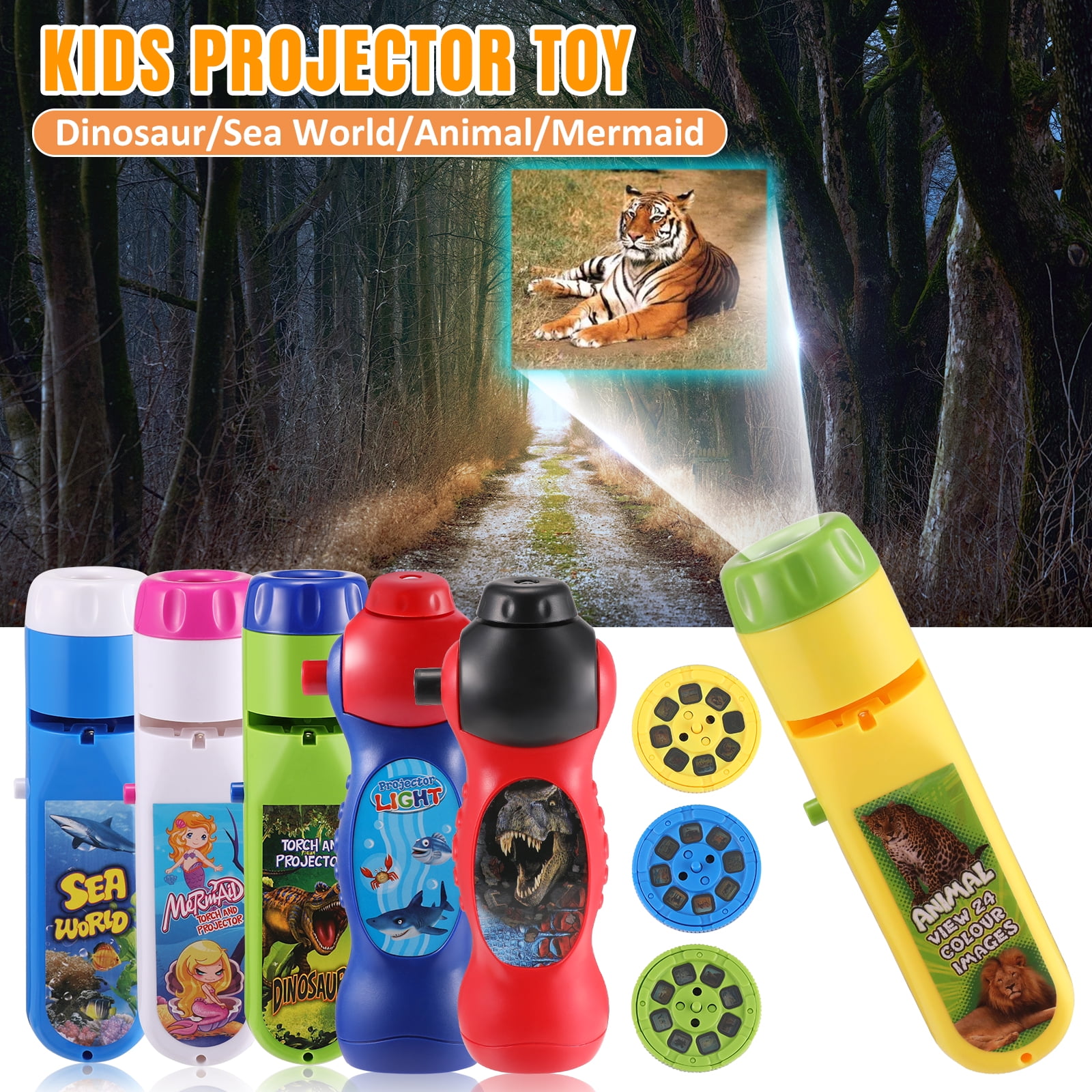 KKSQ Slide Projector Torch Projection Flashlight,24 Patterns Adjustable ...