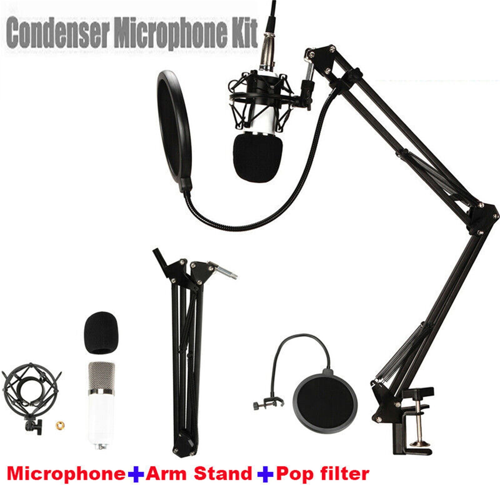 KKSQ Studio Microphone Recording Condenser Microphone Set,with Arm ...