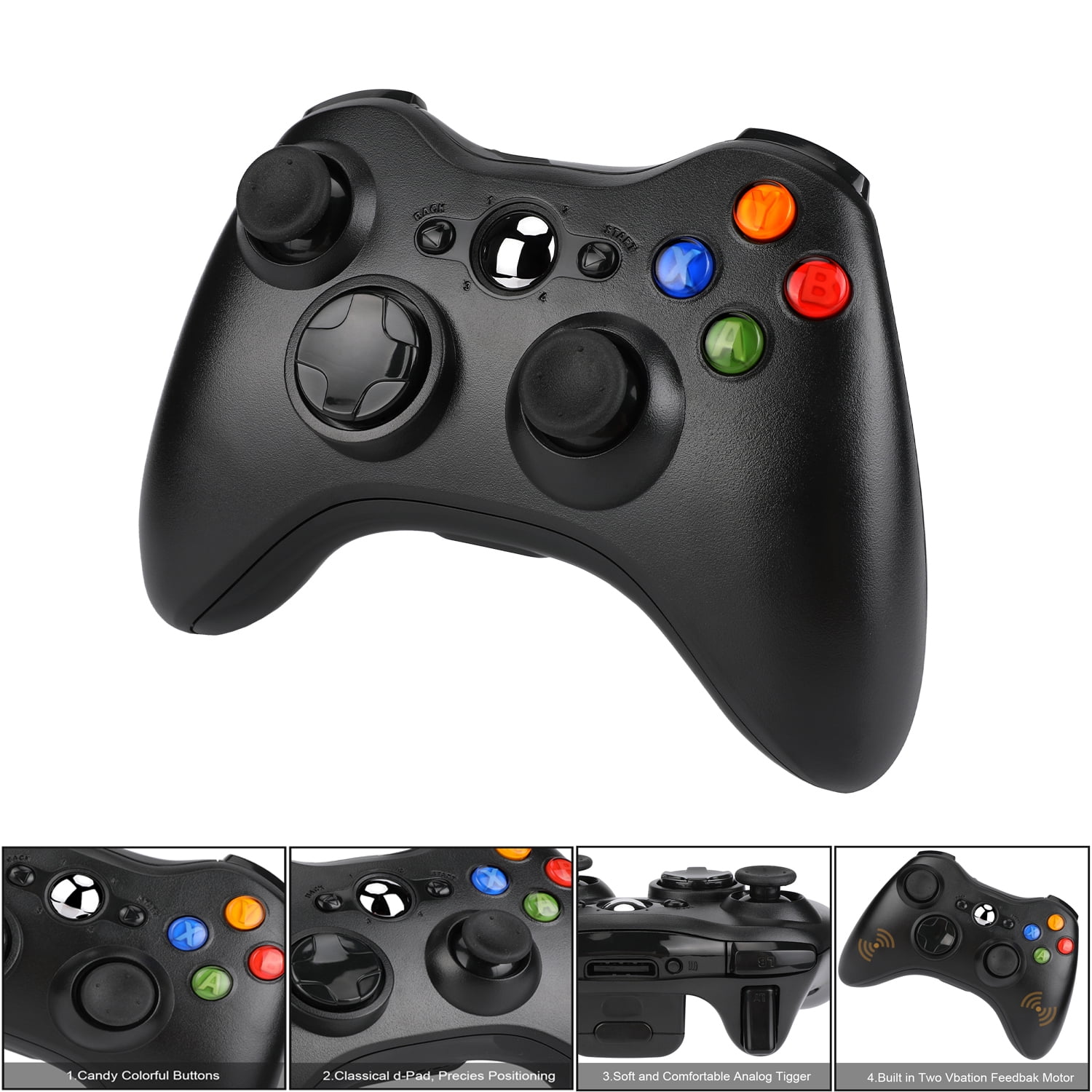 KKSQ Wireless Controller for Xbox 360,2.4GHZ Game Joystick Controller ...