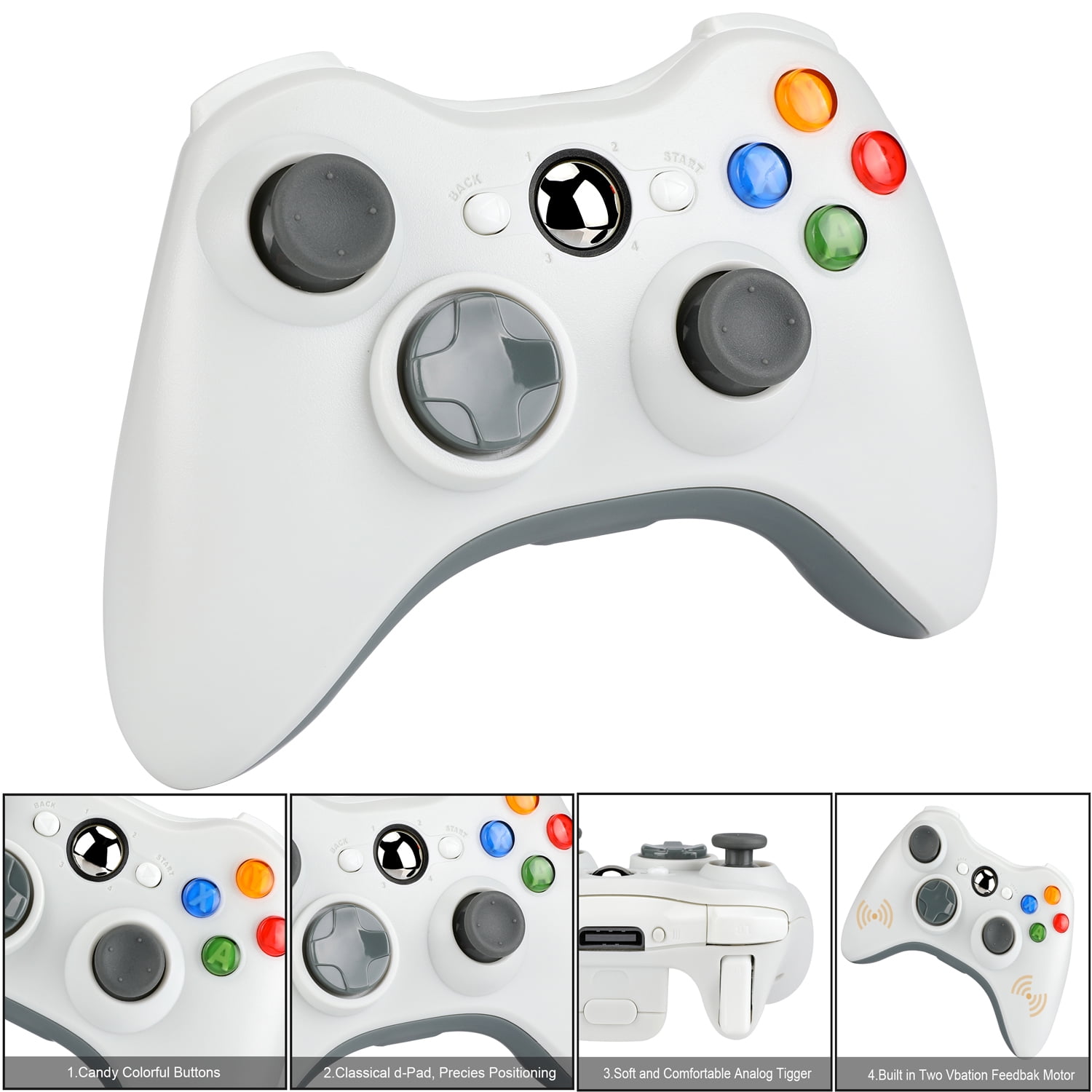 KKSQ Wireless Controller for Xbox 360,2.4GHZ Game Joystick Controller ...
