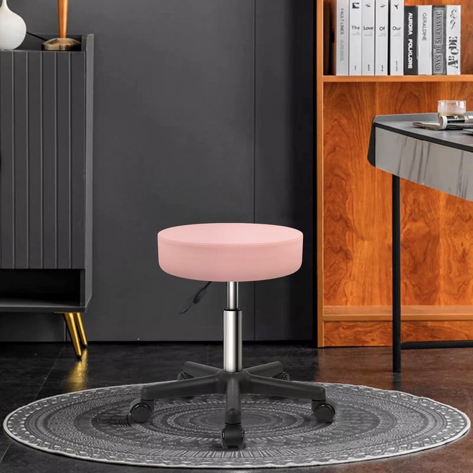 KKTONER Adjustable Rolling Stool with Wheels Round Swivel Stools Chair ...