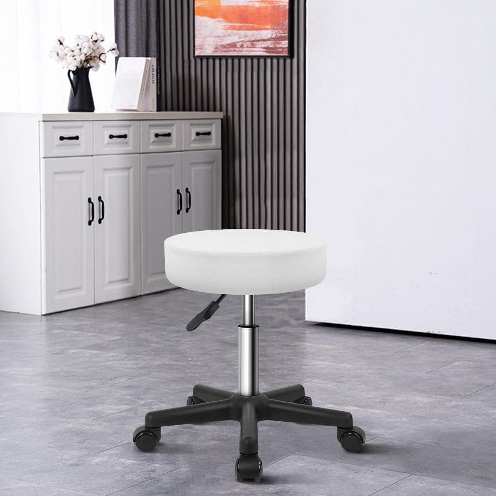 KKTONER Adjustable Rolling Stool with Wheels Round Swivel Stools Chair ...