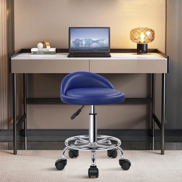 KKTONER Swivel Stools with Low Back Round Rolling Stools Pink Stool ...