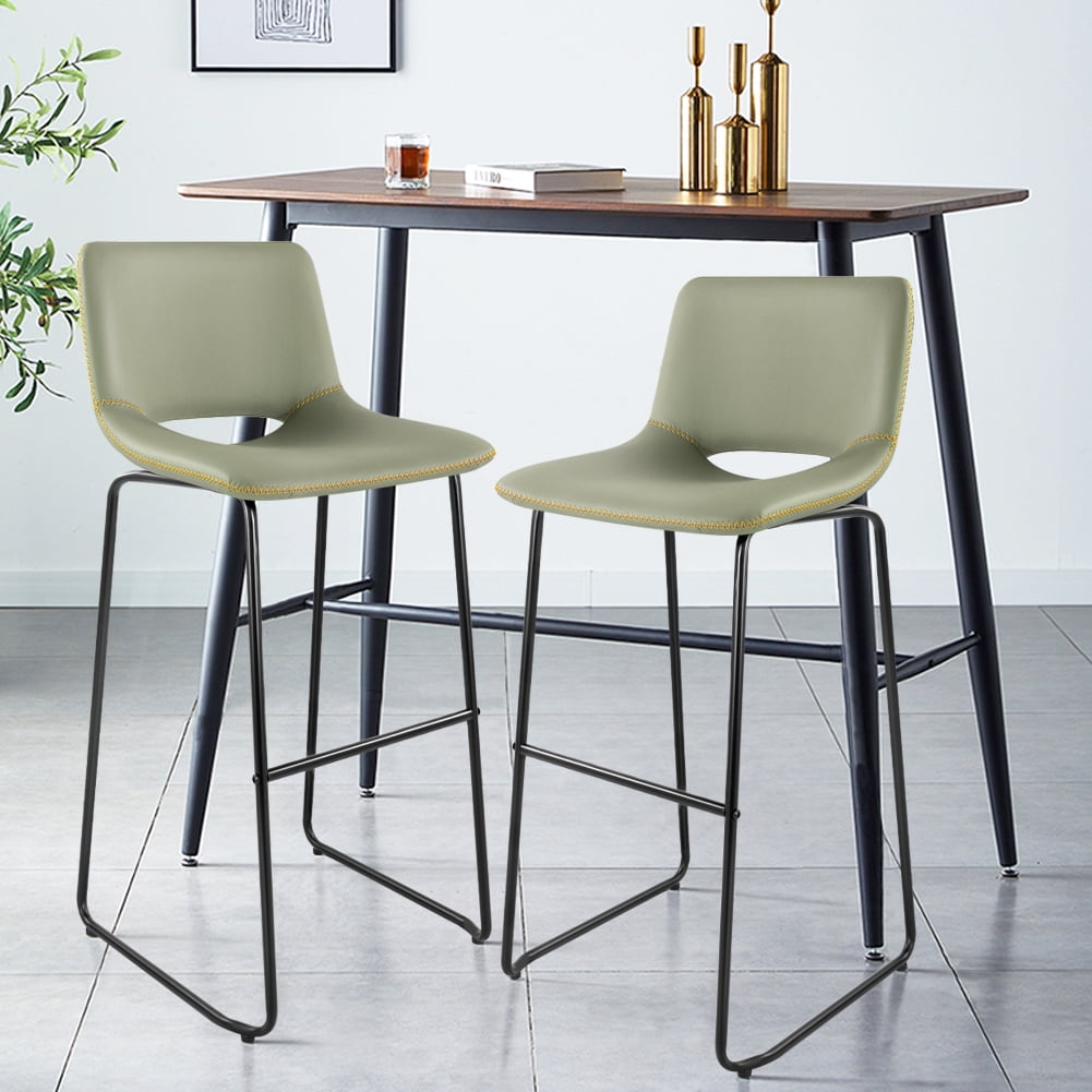 KKTONER Cyan 28.7" Bar Stools With Back Sets Of 2 PU Leather Counter ...