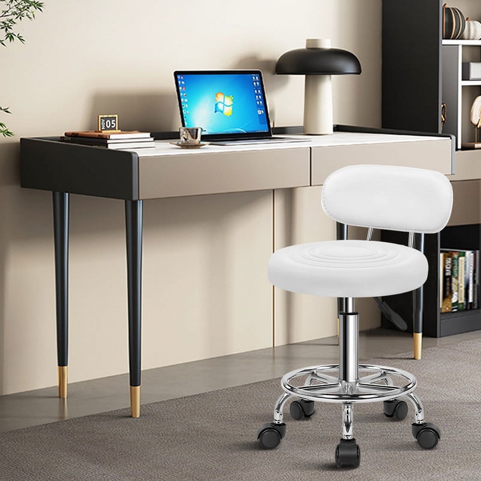 KKTONER Adults PU Leather/ Metal Low Backrest Office 360° Swivel ...