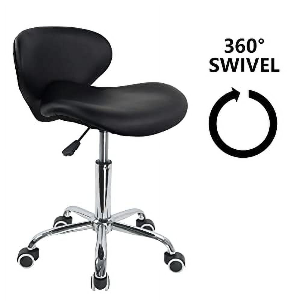 KKTONER Office Chair with Back Swivel PU Rolling Stool Chair with ...