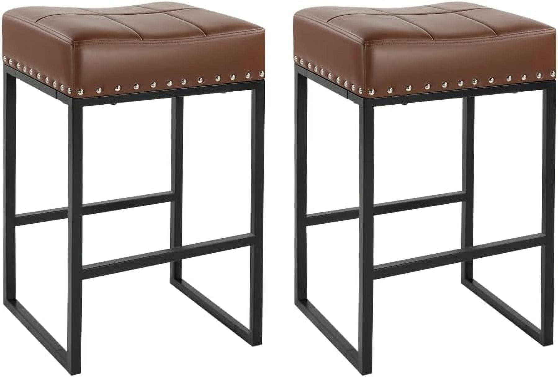 KKTONER PU Leather Counter Stools Set of 2 Height stoolsfor Kitchen Bar ...