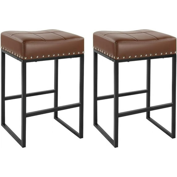 KKTONER PU Leather Counter Stools Set of 2 Height stoolsfor Kitchen Bar ...