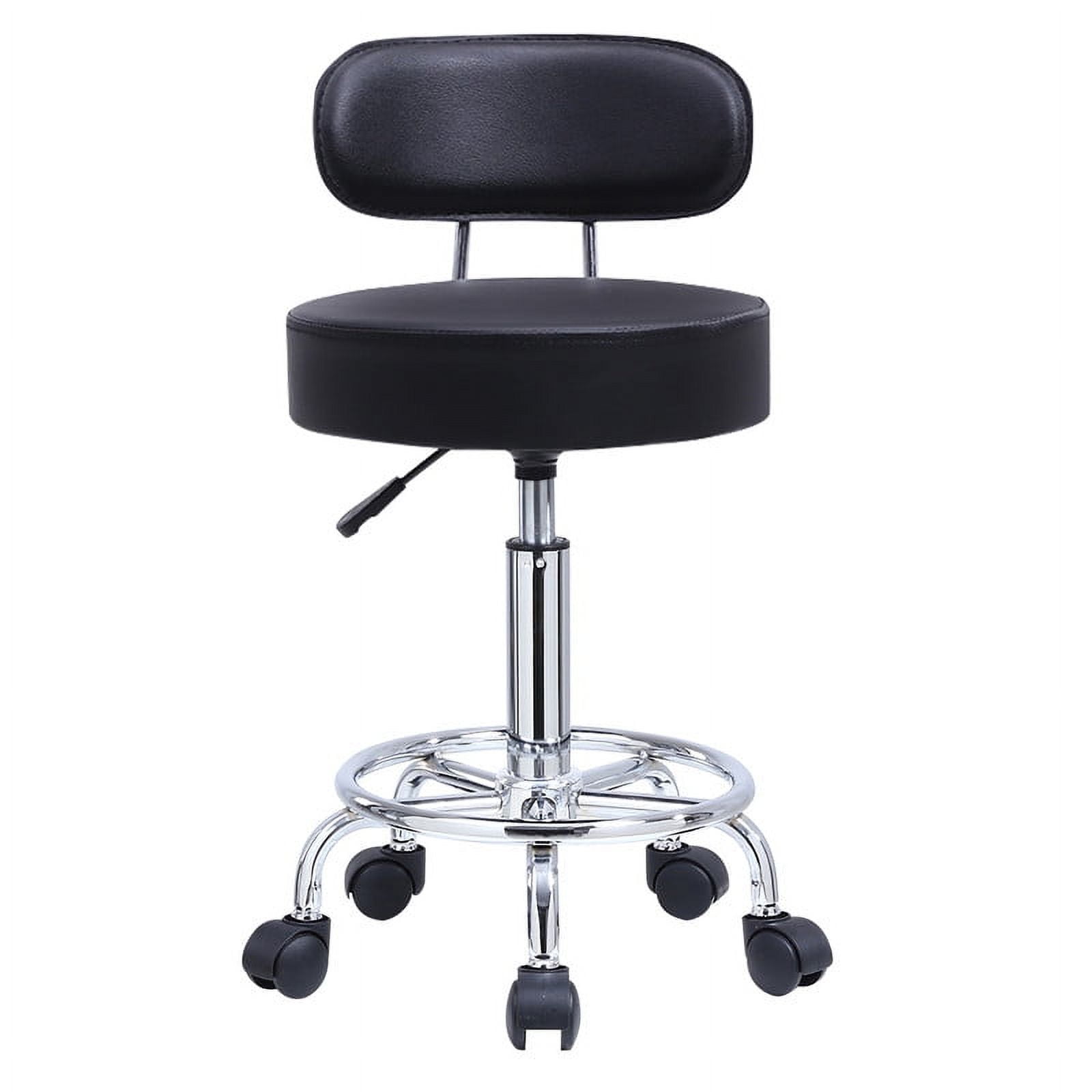 KKTONER Ergonomic PU Leather Mid-Back Rolling Stool, Adjustable, Office ...