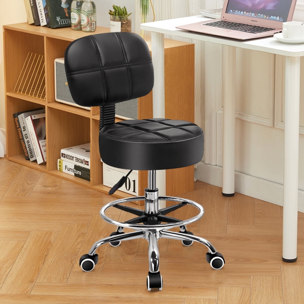 KKTONER Round Drafting Office Chair Swivel Stool with Back Adjustable ...