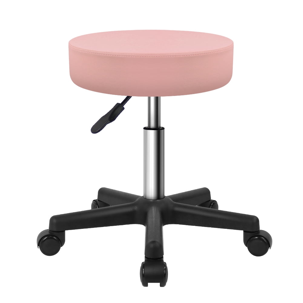 KKTONER Round Rolling Stool PU Leather Height Adjustable Swivel ...