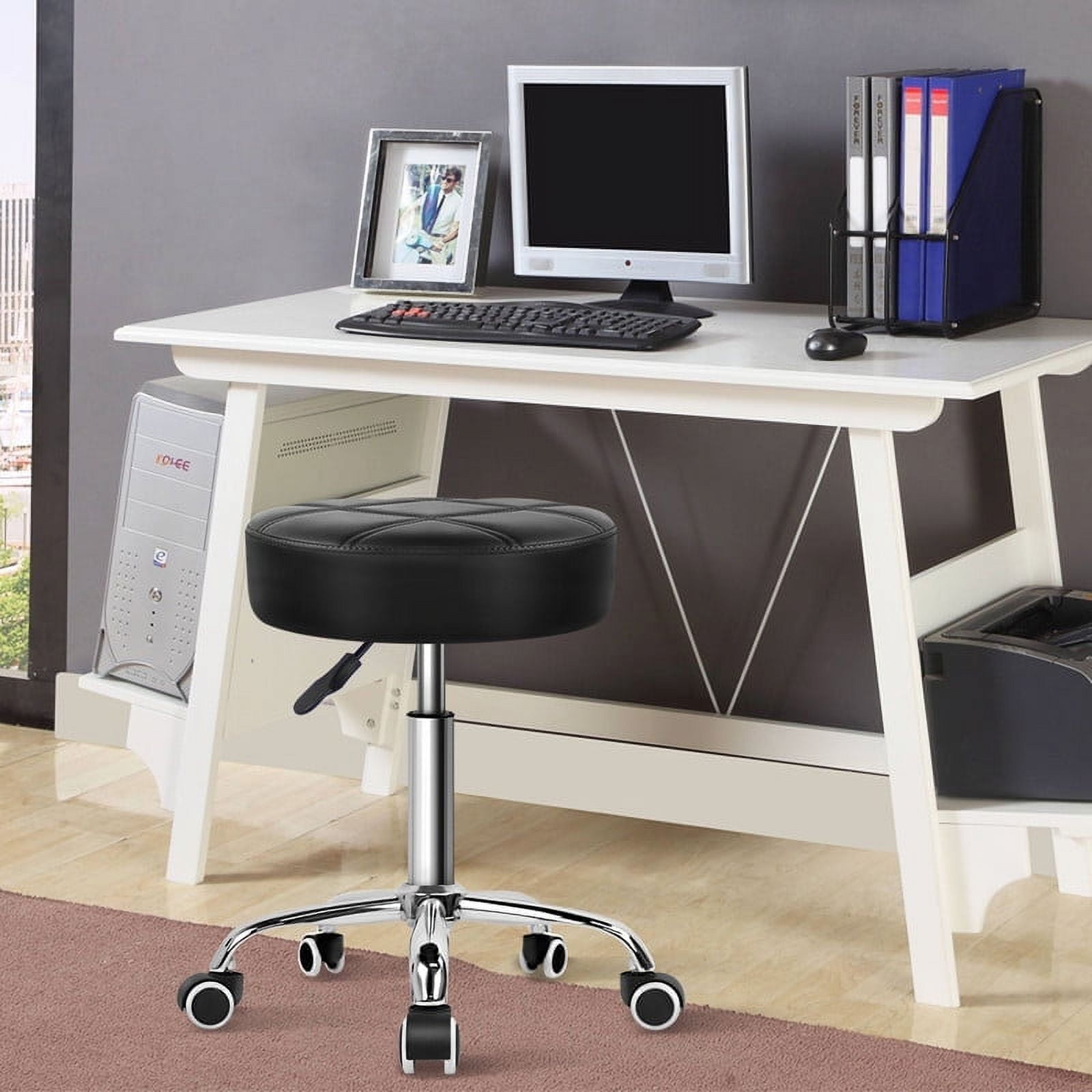 KKTONER Round Swivel Stool with Wheels Adjustable Height Drawing Salon ...