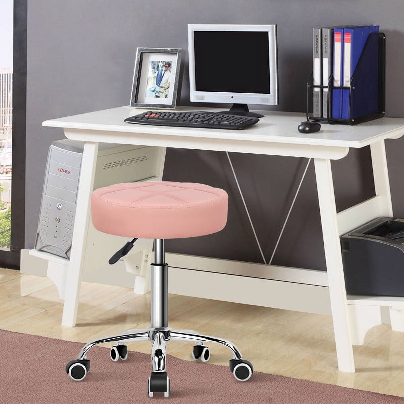 KKTONER Round Swivel Stool with Wheels Adjustable Height Drawing Salon ...