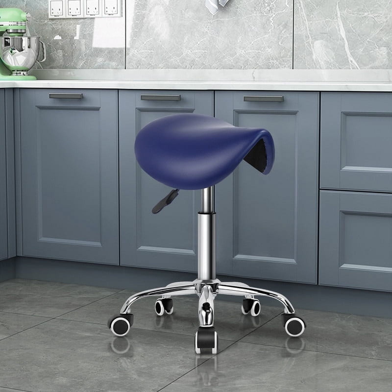 KKTONER Saddle Stool with Wheels Blue Rolling Chair Swivel Chair ...