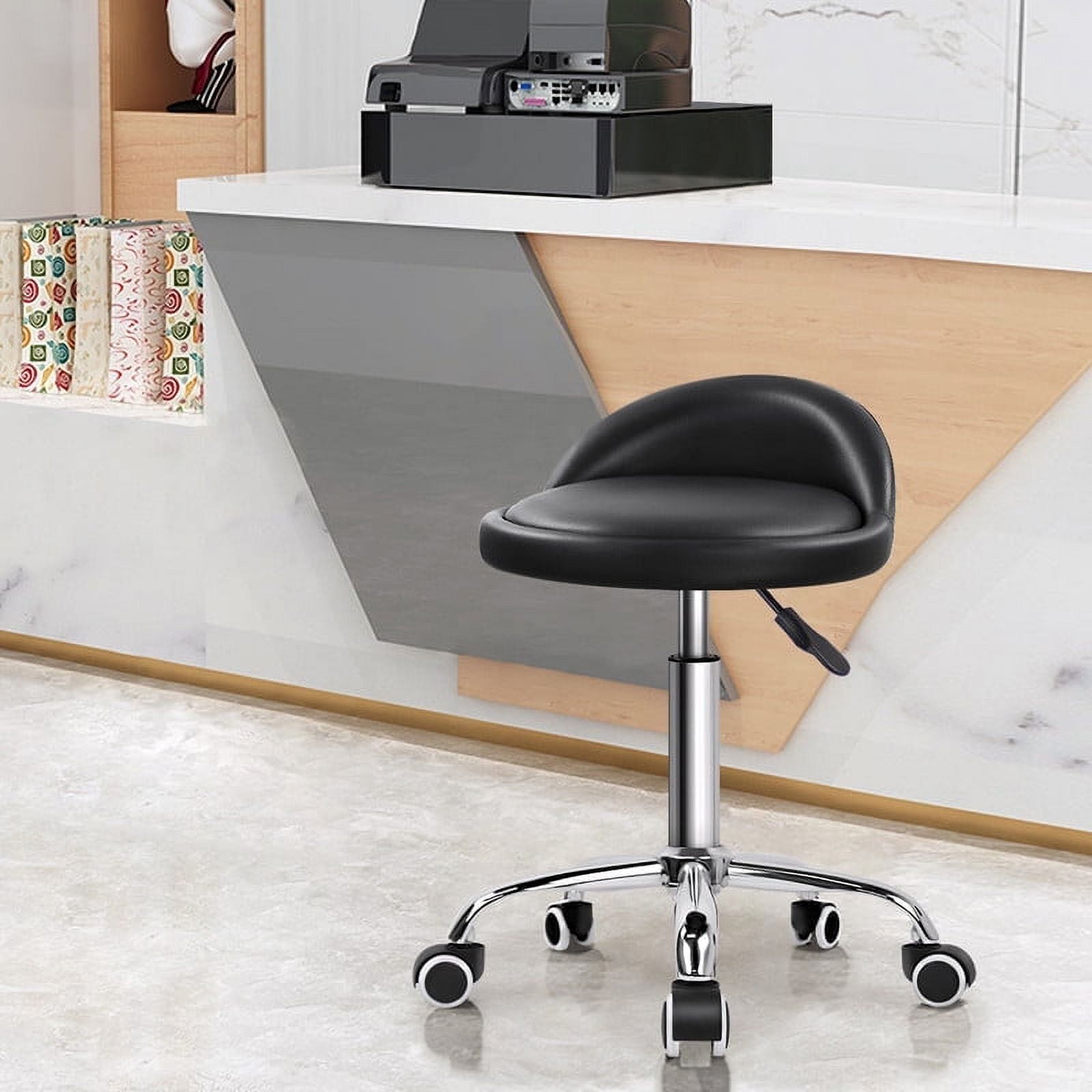 KKTONER Swivel Stools with Low Back Round Rolling Stools Black Stool ...